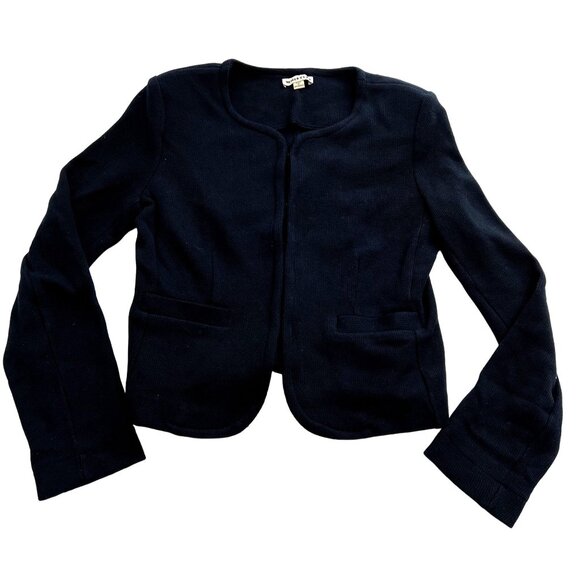 Whistles | Sweaters | Whistles Collarless Jersey Jacket In Navy Blue ...